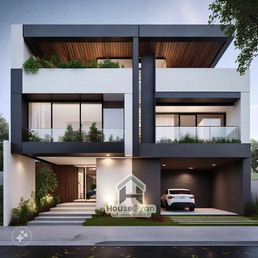 15x40 Second Floor 3d Front House Elevation Design